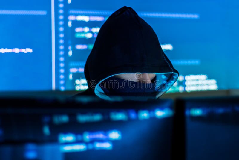 Hacker Hacking Computer Password at Night Stock Image - Image of ...