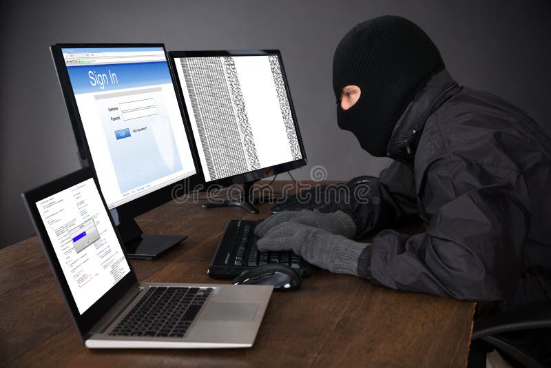 Hacker Hacking Computers stock image. Image of communication - 218927299