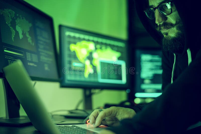 Hacker Hacking Data Information by Computer Stock Photo - Image of ...