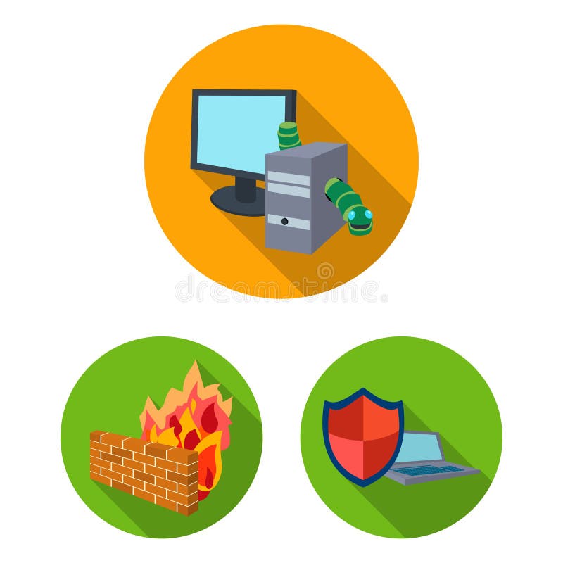 Hacker And Hacking Flat Icons In Set Collection For Design Hacker And Equipment Vector Symbol