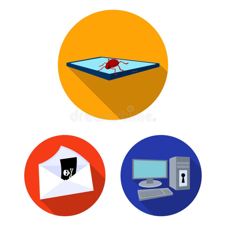 Hacker and Hacking Flat Icons in Set Collection for Design. Hacker and Equipment Vector Symbol ...