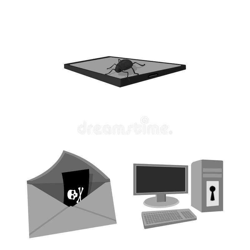 Hacker And Hacking Monochrome Icons In Set Collection For Design Hacker And Equipment Vector