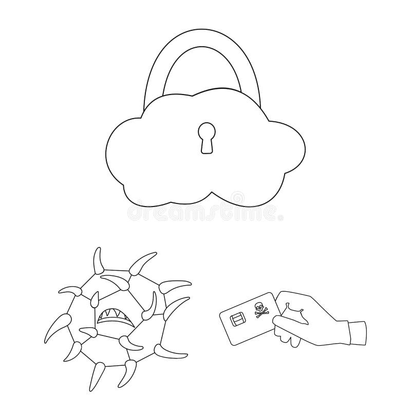Hacker And Hacking Outline Icons In Set Collection For Design Hacker And Equipment Vector 7774