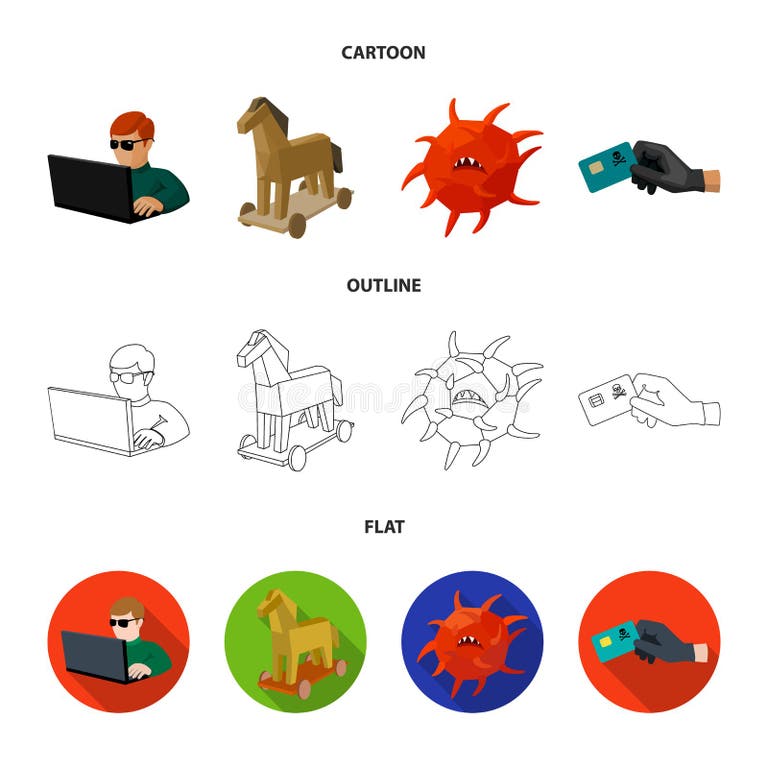 Hacker, Hacking, System, Internet .Hackers and Hacking Set Collection Icons in Cartoon,outline ...