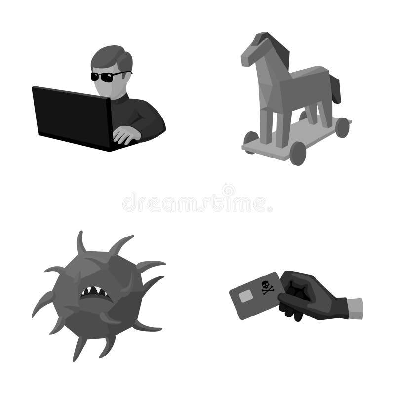 Hacker Hacking System Internet Hackers And Hacking Set Collection Icons In Monochrome Style 