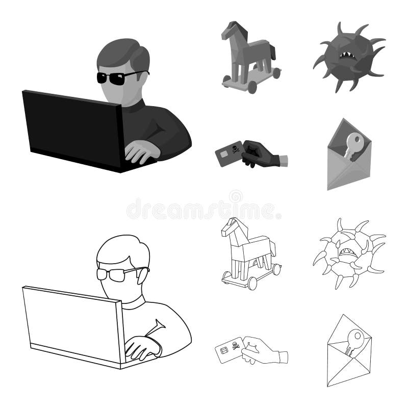 System Internet Connection Code Hackers And Hacking Set Collection Icons In Blackoutline