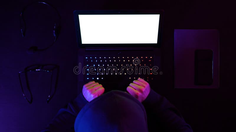 Hacker Hacking System on a Laptop. White Display Stock Footage - Video ...