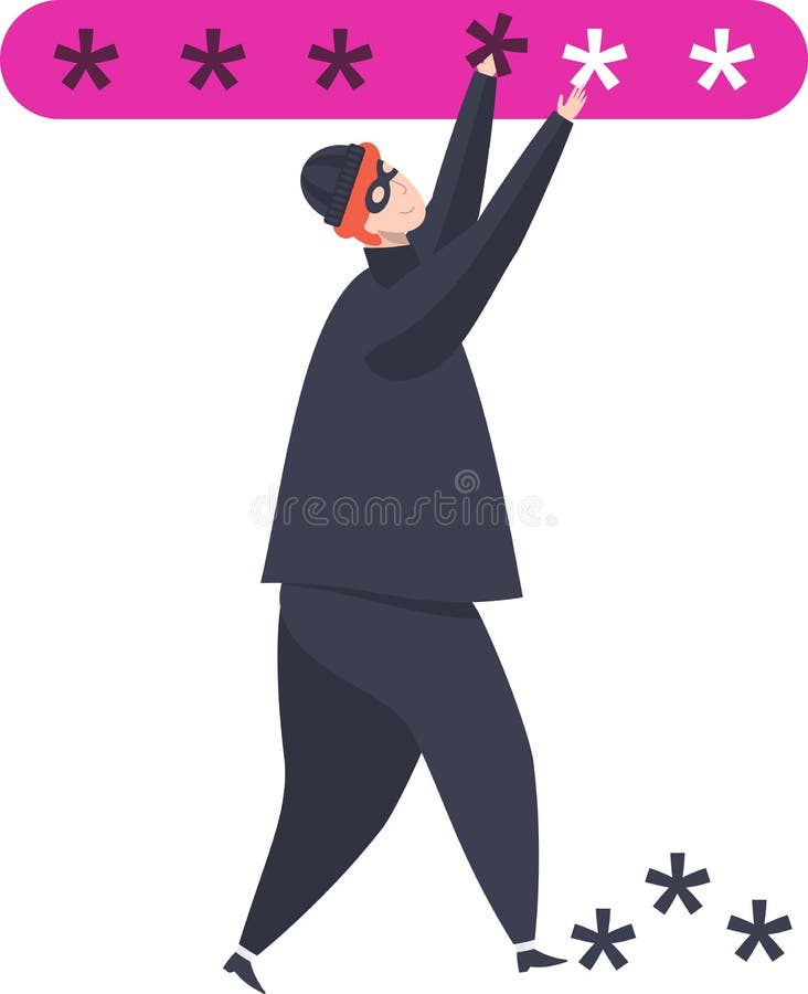 Hacker Hacks Into Password Cyberattack And Computer Scams Stock Illustration Illustration Of