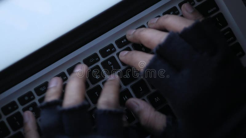 Hacker Hand Stealing Data from Laptop at Night Stock Video - Video of ...