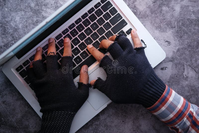 Hacker Hand Stealing Data from Laptop at Night Stock Image - Image of ...