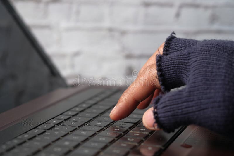 Hacker Hand Typing on Laptop Stealing Data Stock Image - Image of cyber ...