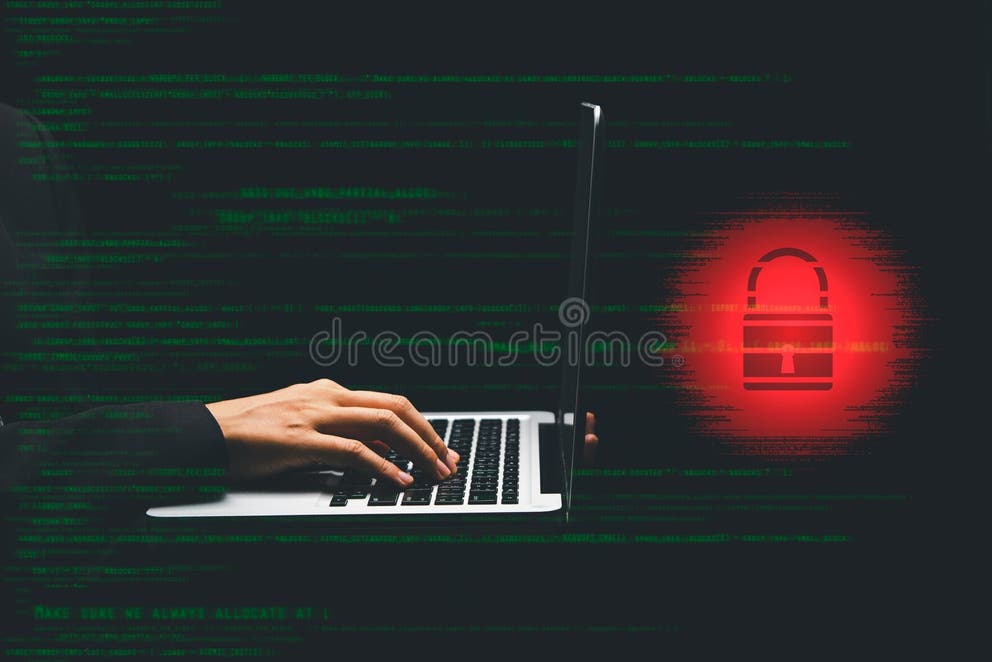 Hacker Hand Using Keyboard Typing Bad Data into Laptop Computer Online System Stock Photo ...