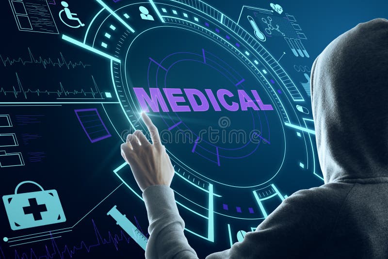 Hacker Hand Using Medical Interface Stock Photo - Image of care ...