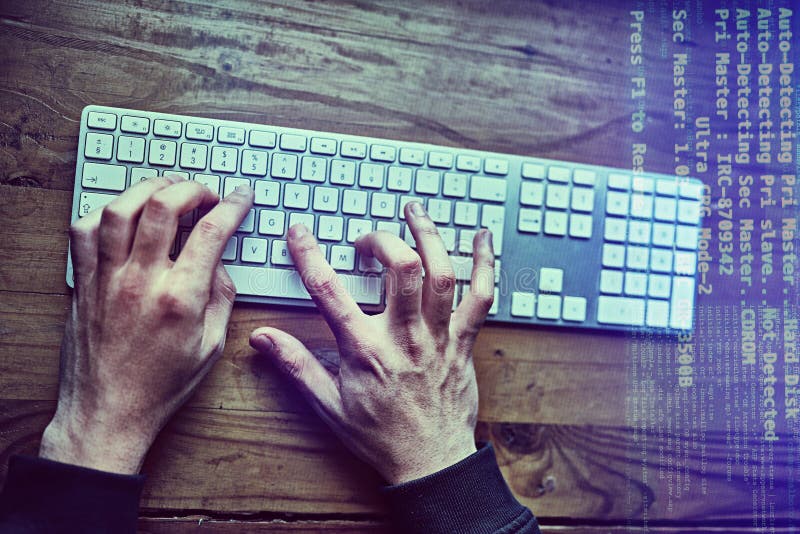 Hacker Hands And Cyber Security Code And Website Access For Data Protection Overlay And