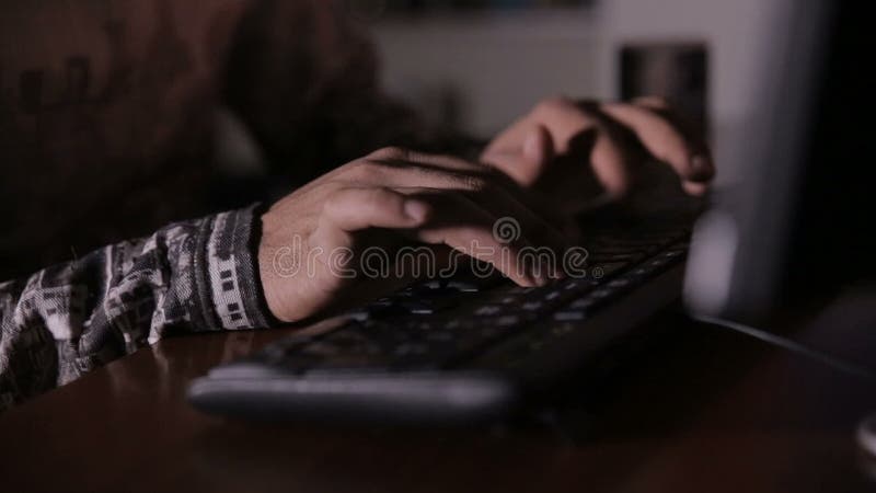 Hacker Hands Cracking Code Using Computers in Dark Room. Stock Video ...