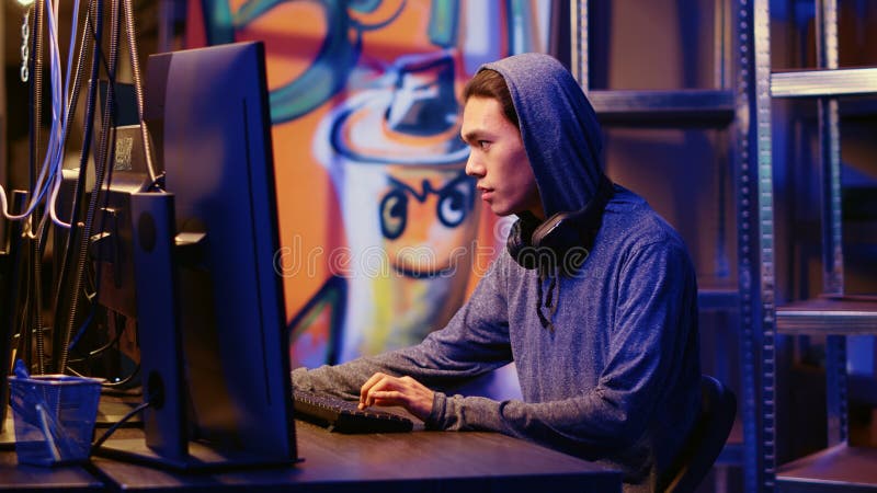 Hacker Happy after Stealing Passwords Stock Photo - Image of data ...