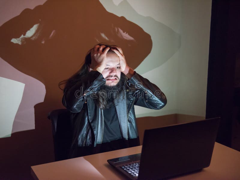 Hacker on His Computer is Going Crazy, Pulling His Hair, because he Got ...