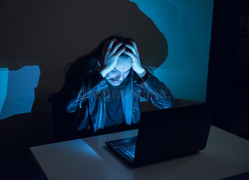 Hacker on His Computer is Going Crazy, Pulling His Hair, because he Got ...