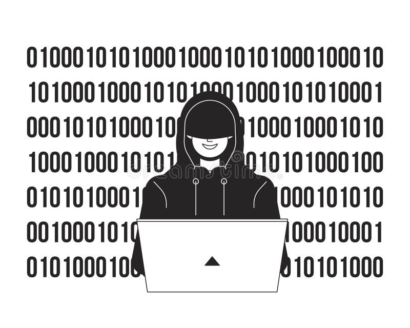 Hacker in Hood Smiling Flat Line Color Vector Character Stock Vector ...