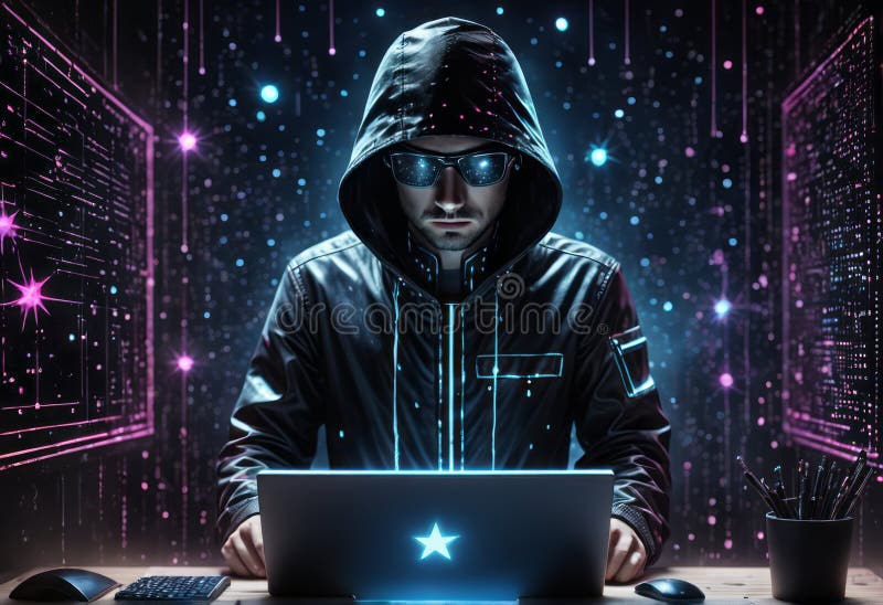 Hacker in Hood in the Dark Hacker in Hood in the Dark Hacker Using ...