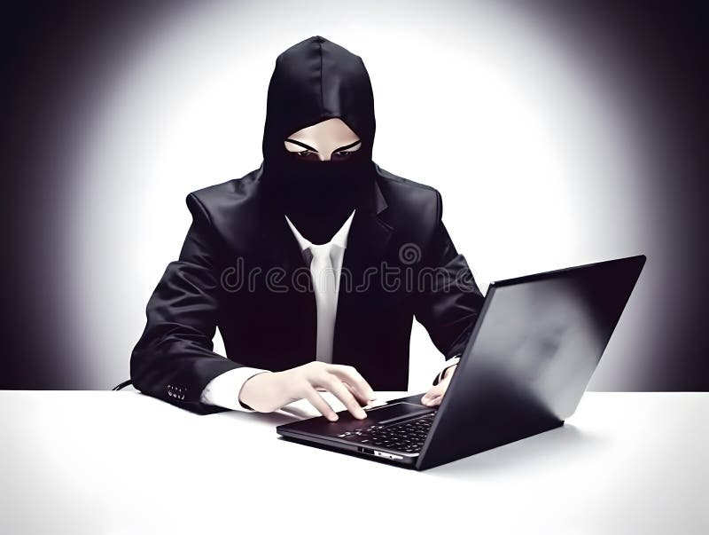 Hacker with Hoodie. Concept of Dark Web, Cybercrime, Cyberattack. AI ...