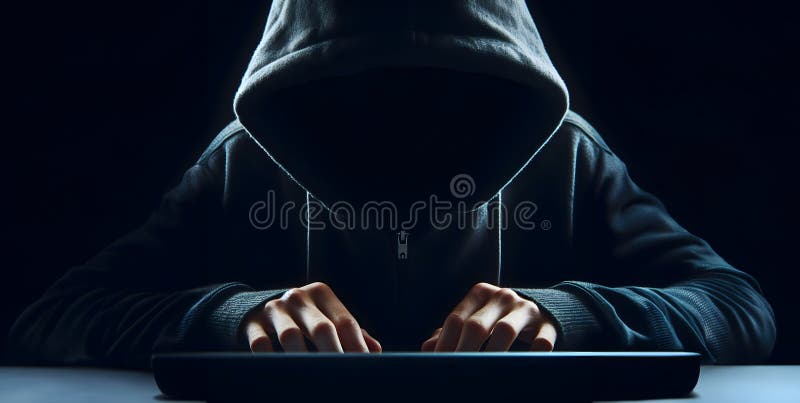 Hacker in Hoodie Dark Theme Cybersecurity Vulnerability. Generative Ai ...