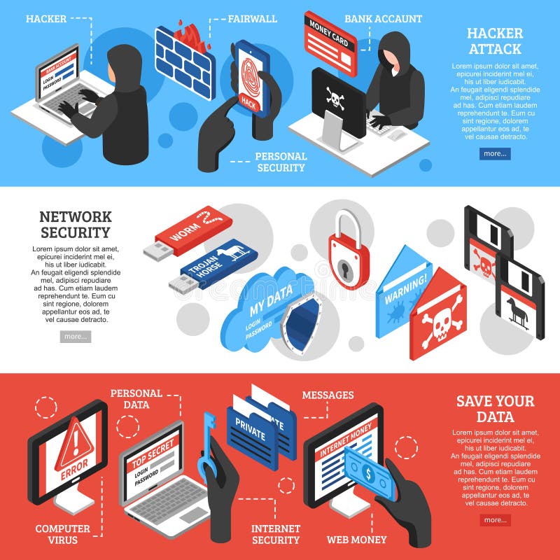 Internet Security Horizontal Banners Set Stock Illustrations – 181 ...
