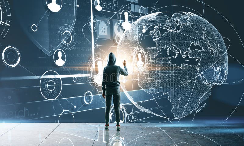 Hacker and Human Resources Management Interface Stock Image - Image of ...