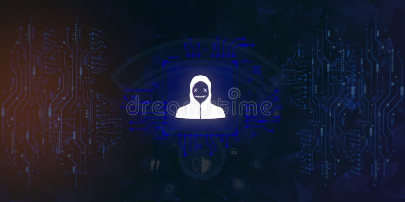 Hacker Icon on Circuit Diagram Abstract Pattern ,cyber Security Concept ...