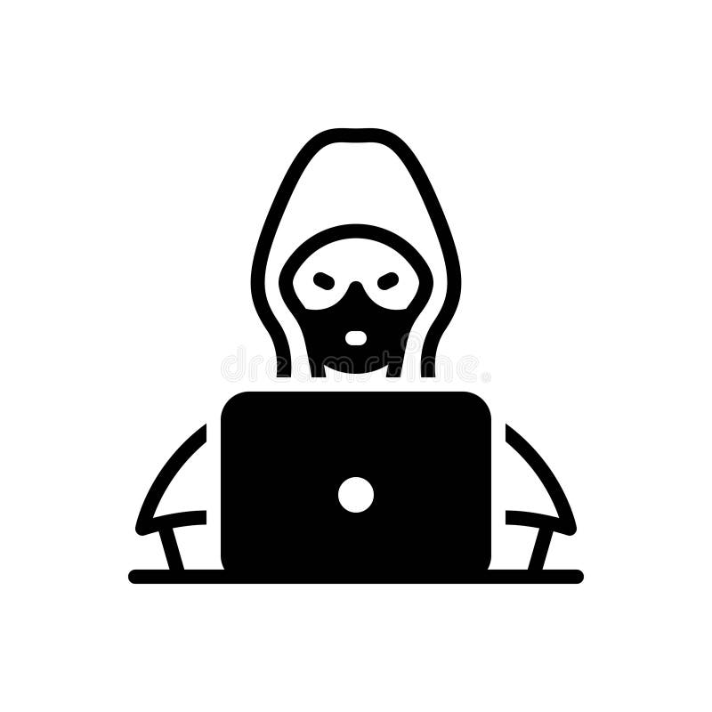 Black Solid Icon for Hacker, Crime and Thief Stock Illustration ...