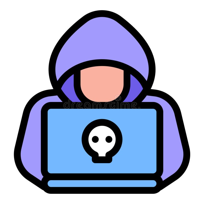 Hacker Icon Cybersecurity and Coding in Flat Line Color Style Stock ...