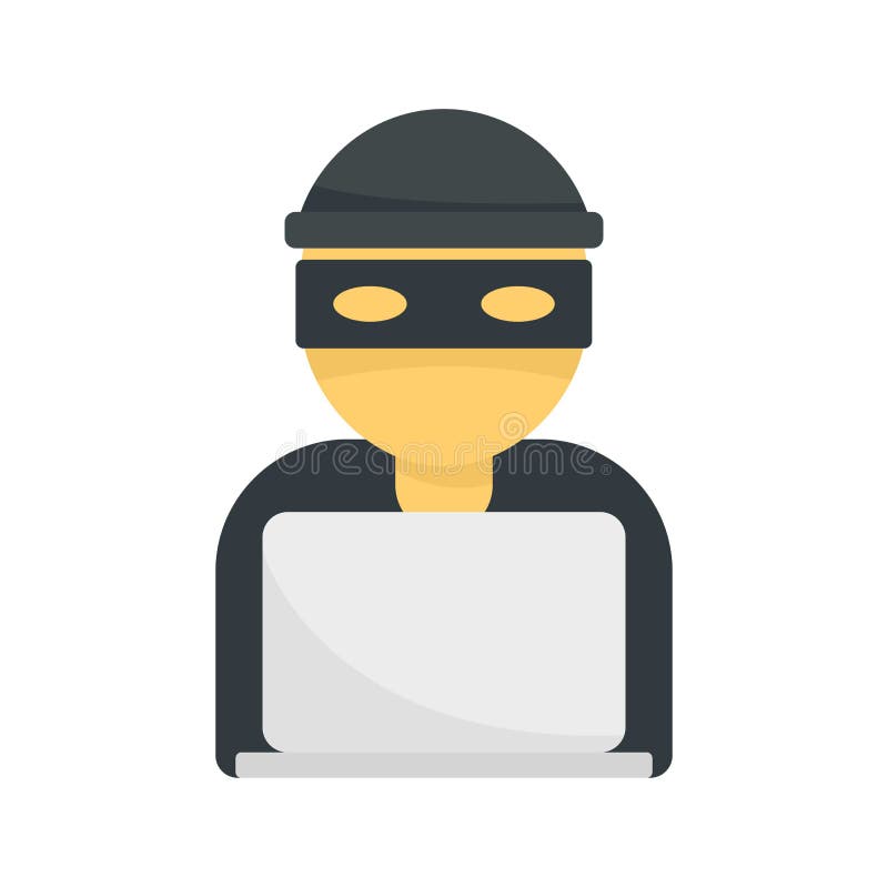 Flat, Mysterious Computer Hacker Icon. Red and White. Isolated on Black ...