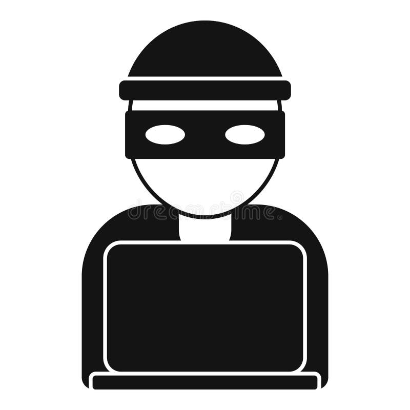 Simple, Black and White Hacker Silhouette. Isolated on White Stock ...