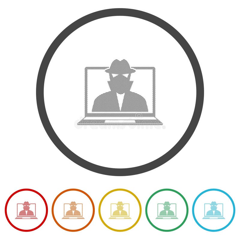 Hacker Icon, Spy Agent, Security Shield Icons in Color Circle Buttons ...