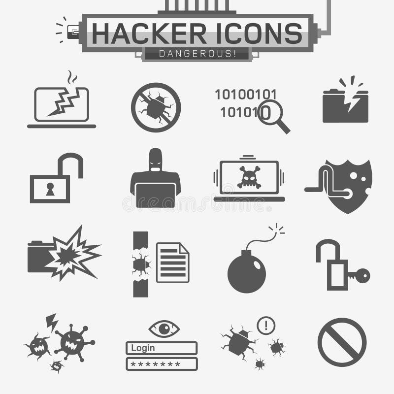 Hacker icons stock vector. Illustration of laptop, protection - 59705481