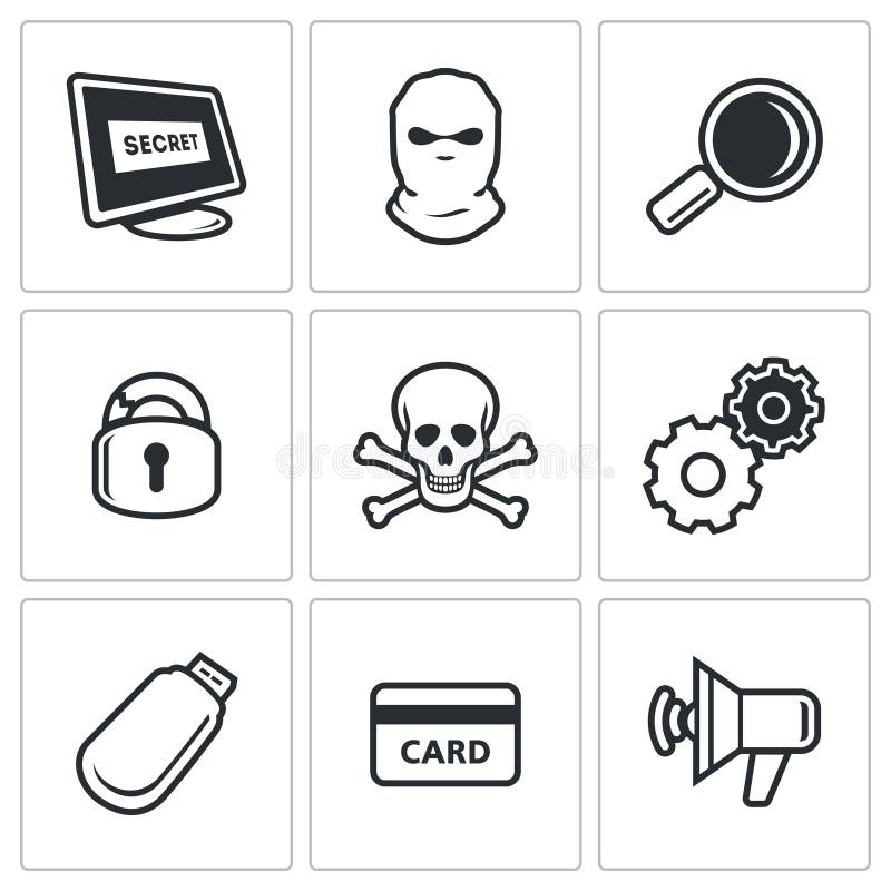 Hacker Icons White Set Stock Vector Illustration Of Email 47033253