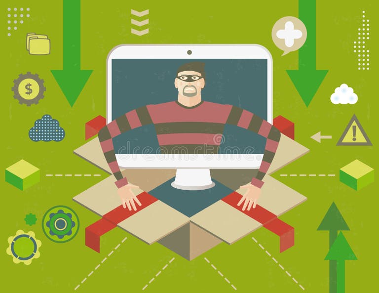 Hacker inside gift box stock vector. Illustration of dollar - 89969313