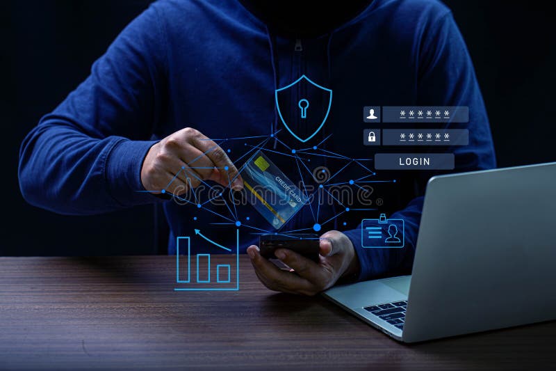 Hacker and Internet Technology Crime with Digital Stock Image - Image ...