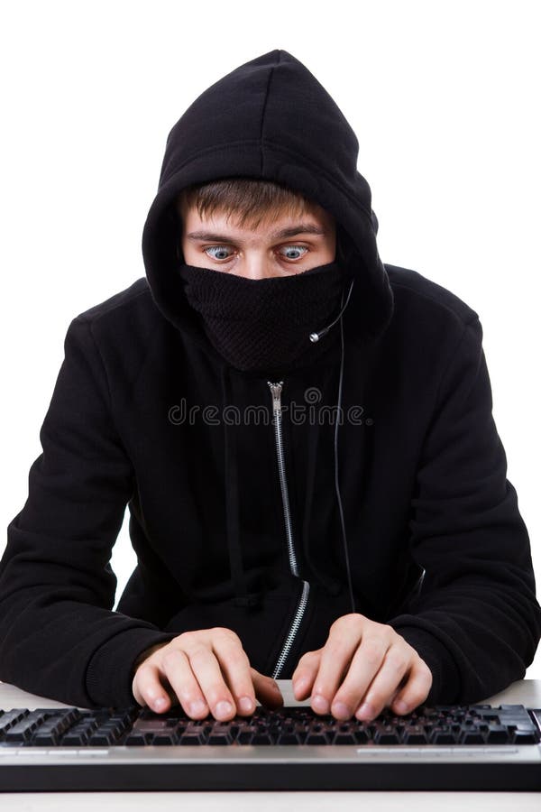 Hacker with a Keyboard stock photo. Image of male, network - 154410776