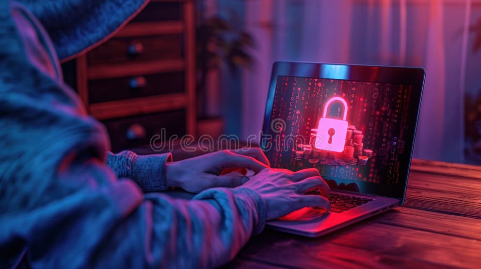 The Hacker on Laptop.AI Generated Image Stock Image - Image of ...