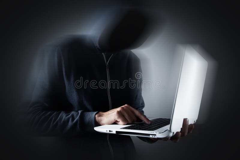 Hacker with Laptop. Computer Crime Stock Photo - Image of binary ...