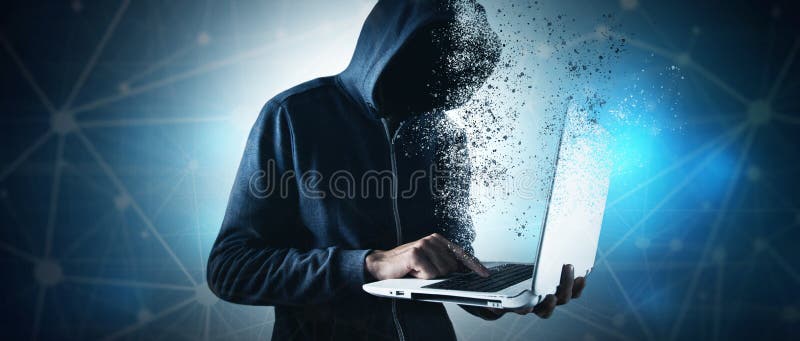 Hacker with Laptop. Computer Crime Stock Photo - Image of male, person ...