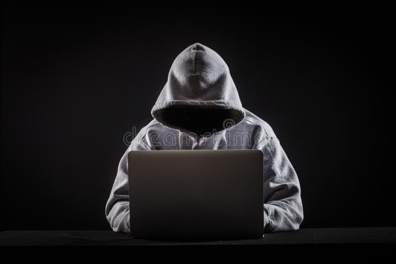 Hacker with Laptop, Infographic Interface Stock Image - Image of ...