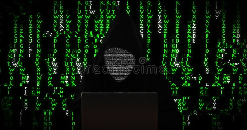 Hacker Laptop And Glitch Of Coding Language For Data Transfer Binary Code And Programming