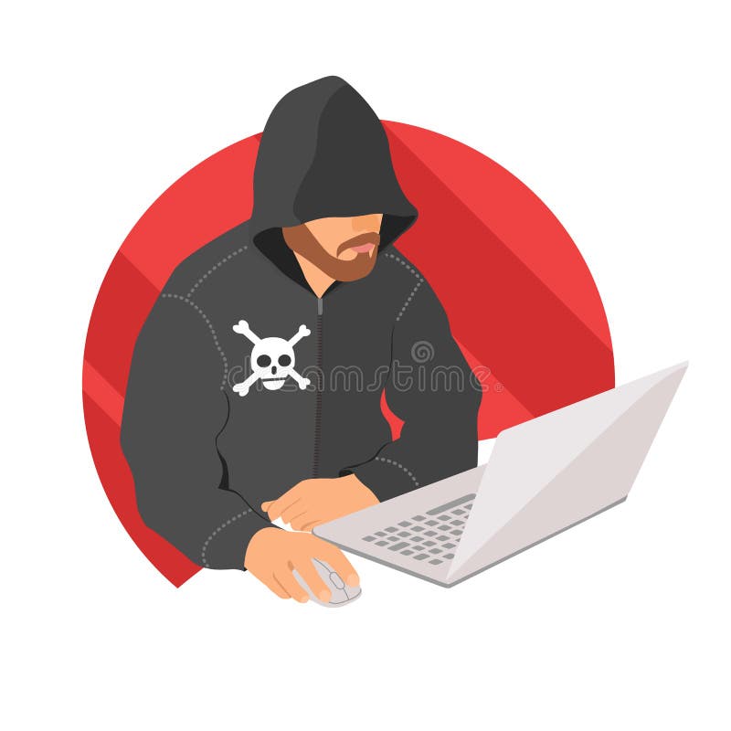 Hacker, Laptop Logo or Icon Stock Vector - Illustration of money, alert ...