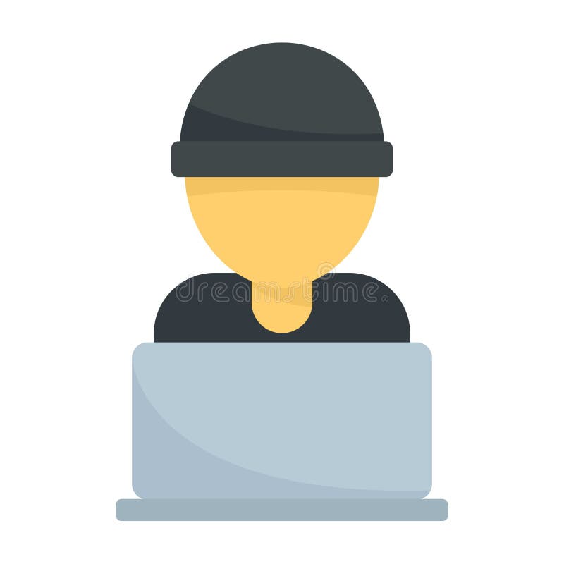 Flat, Mysterious Computer Hacker Icon. Red and White. Isolated on Black ...