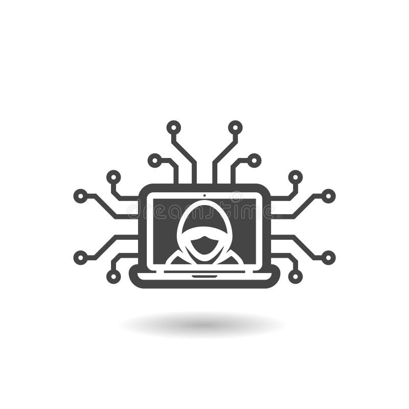 Hacker, Laptop Logo or Icon Stock Vector - Illustration of money, alert ...