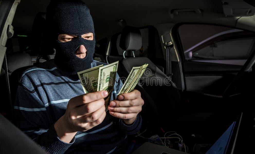 Hacker with a Laptop Inside a Car Stock Image - Image of crime ...