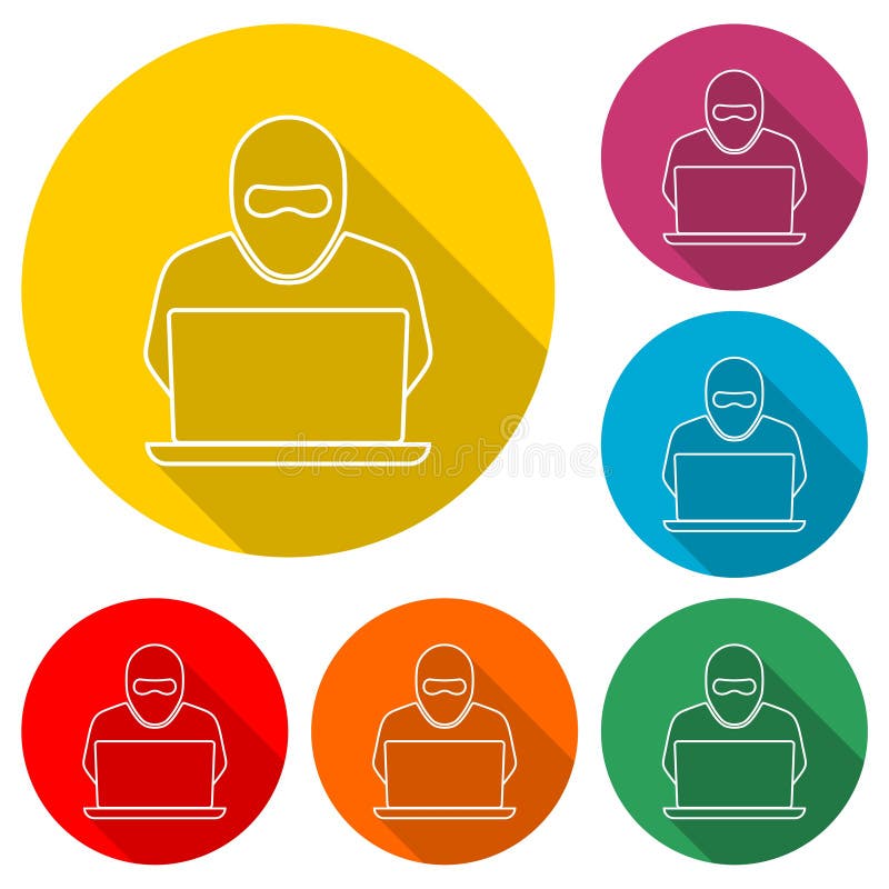 Hacker, Laptop Logo or Icon, Color Set with Long Shadow Stock Vector ... Hacker, Laptop Logo or Icon, Color Set with Long Shadow Stock Vector ...