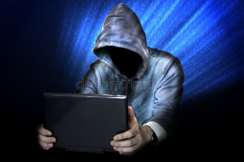 Hacker with Laptop at Night Stock Image - Image of security, internet ...